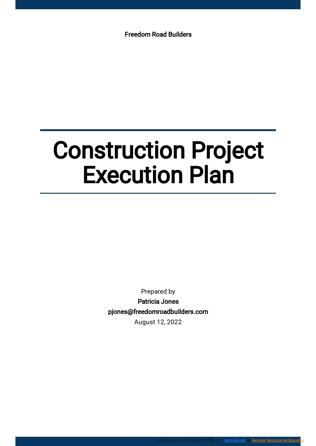 Construction Execution Plan Template