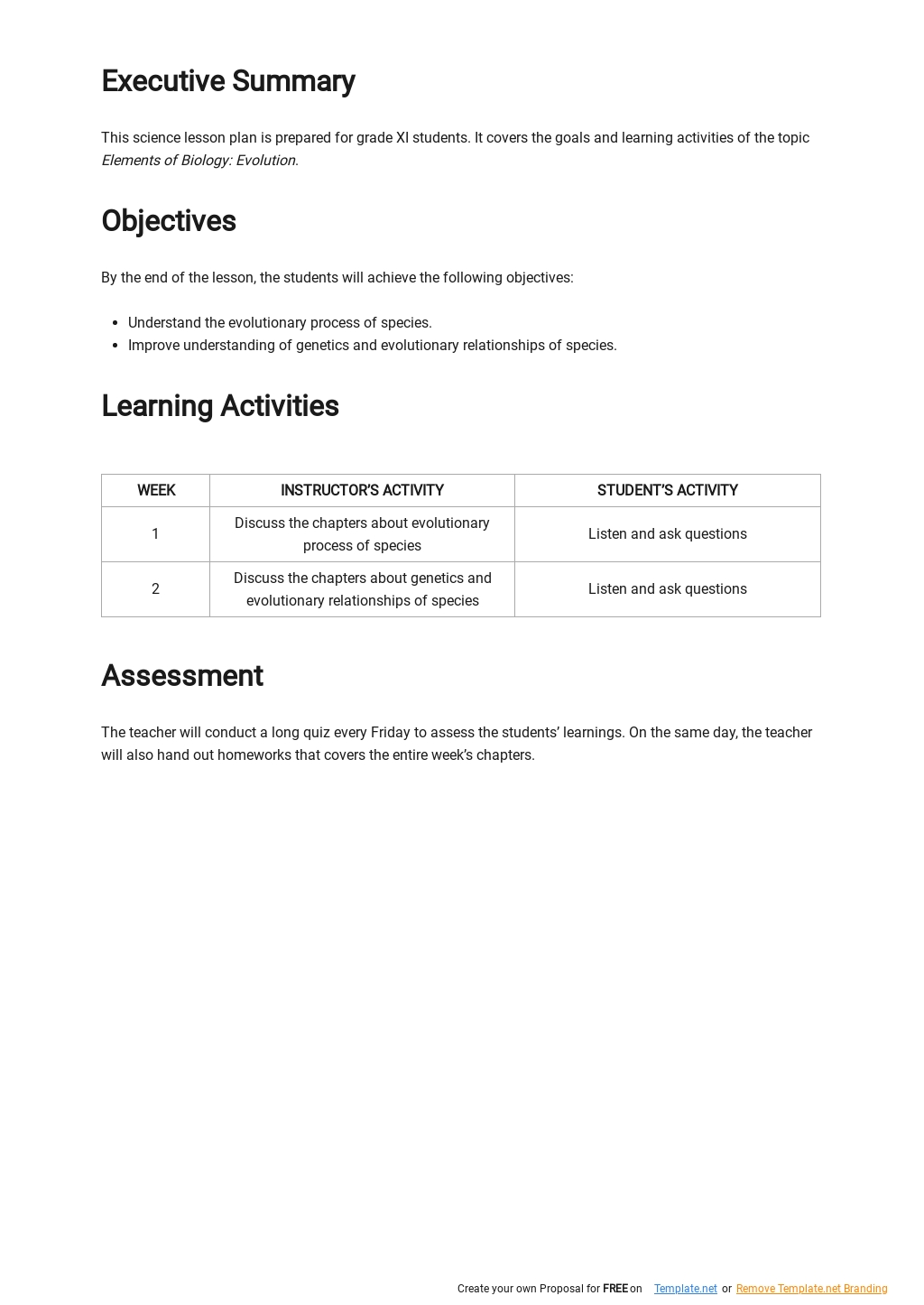 Basic 2 Week 11 Lesson Plan Template [Free PDF] - Google Docs, Word ...