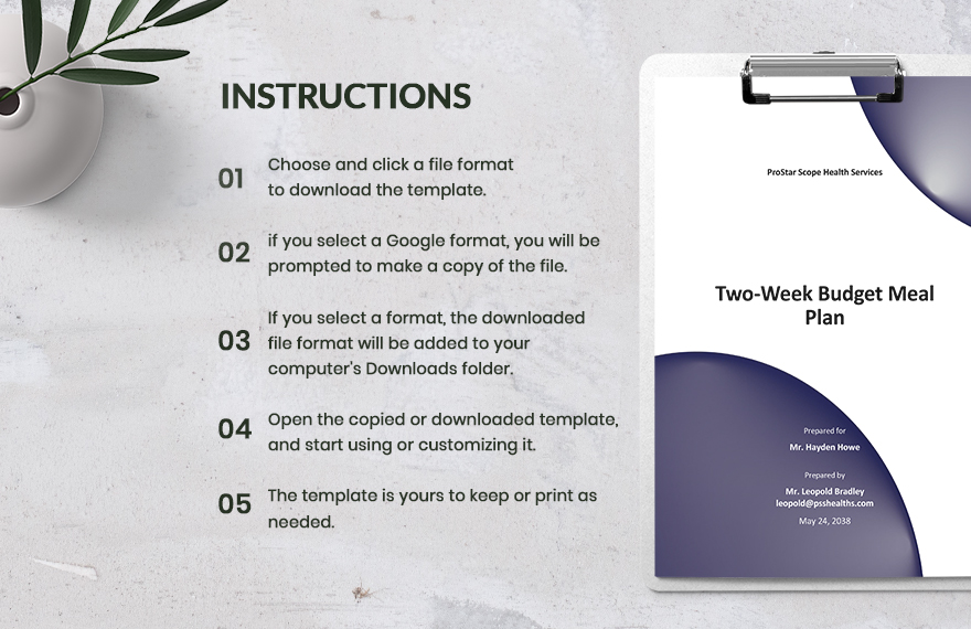 Two Week Budget Meal Plan Template Google Docs Word Apple Pages 