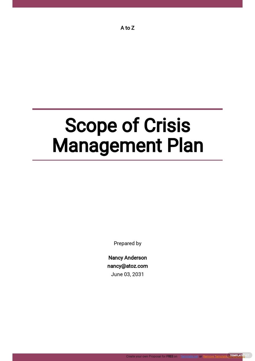 Crisis Management Plan Template Google Docs Word Apple Pages