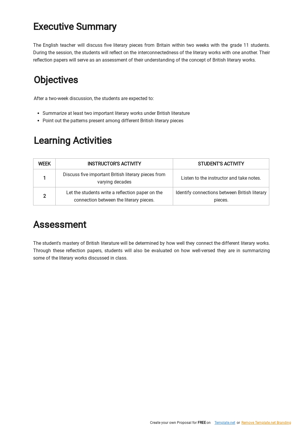 Free Sample 2 Week Lesson Plan Template - Google Docs, Word, Apple ...