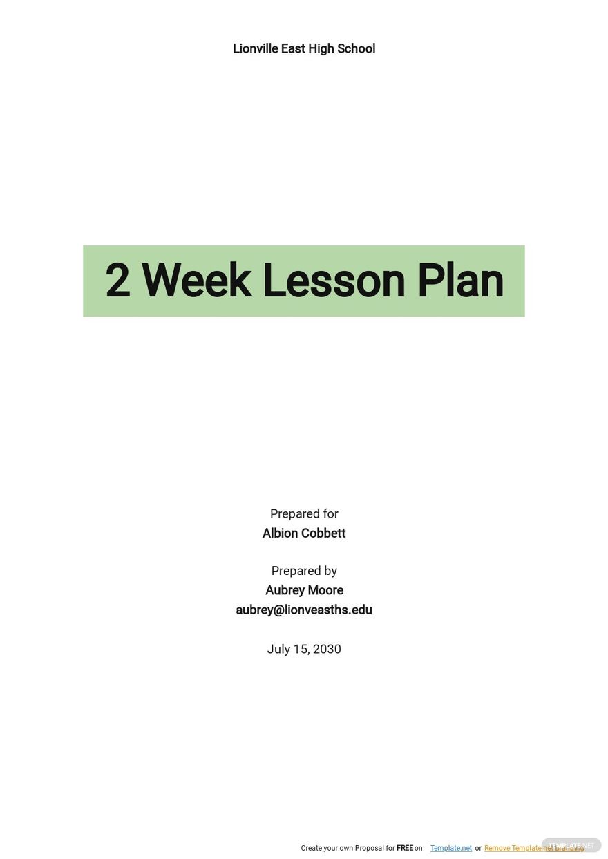 Free Basic 2 Week Lesson Plan Template - Google Docs, Word, Apple Pages ...