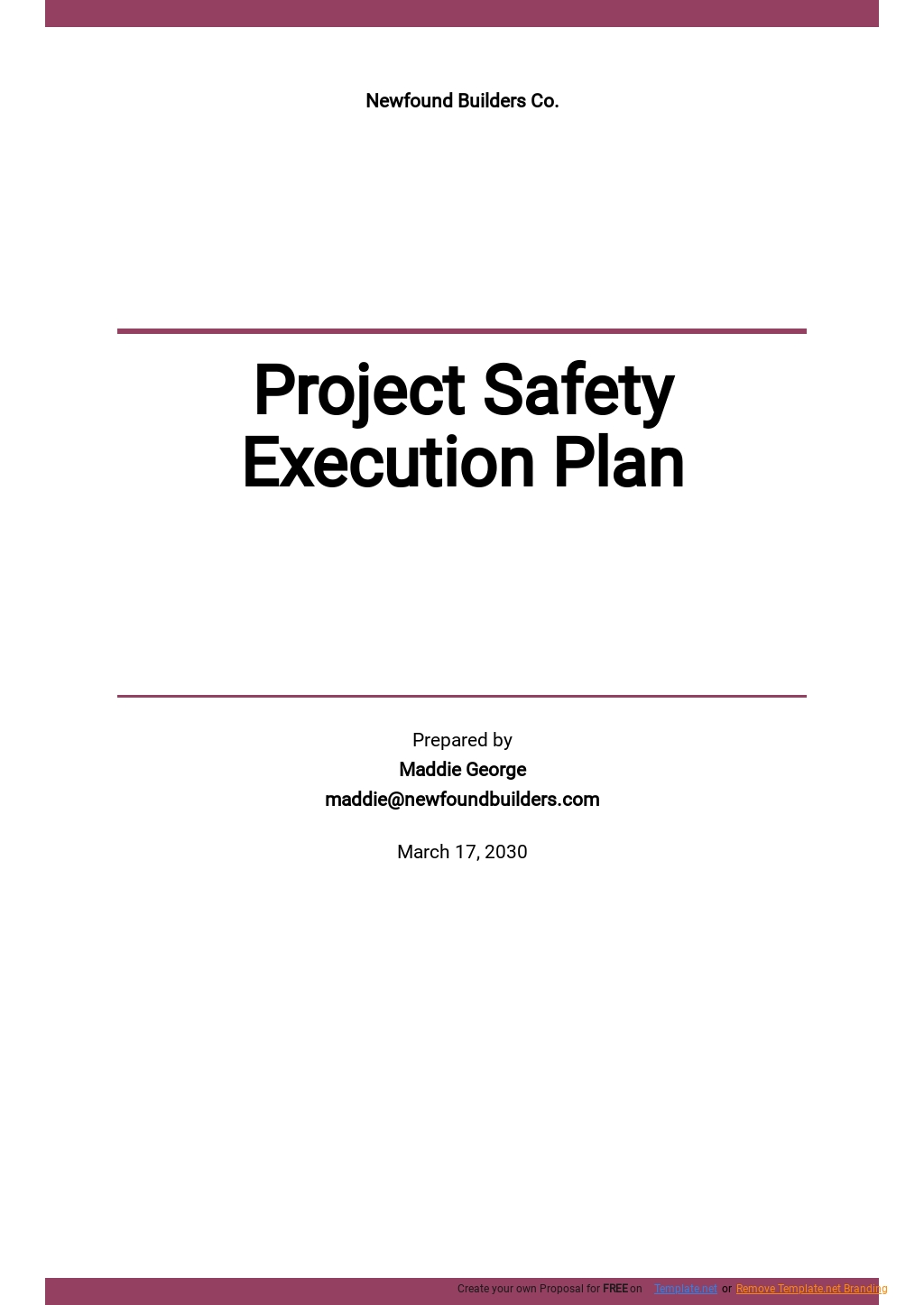 Project Safety Execution Plan Template Google Docs Word Apple Pages 