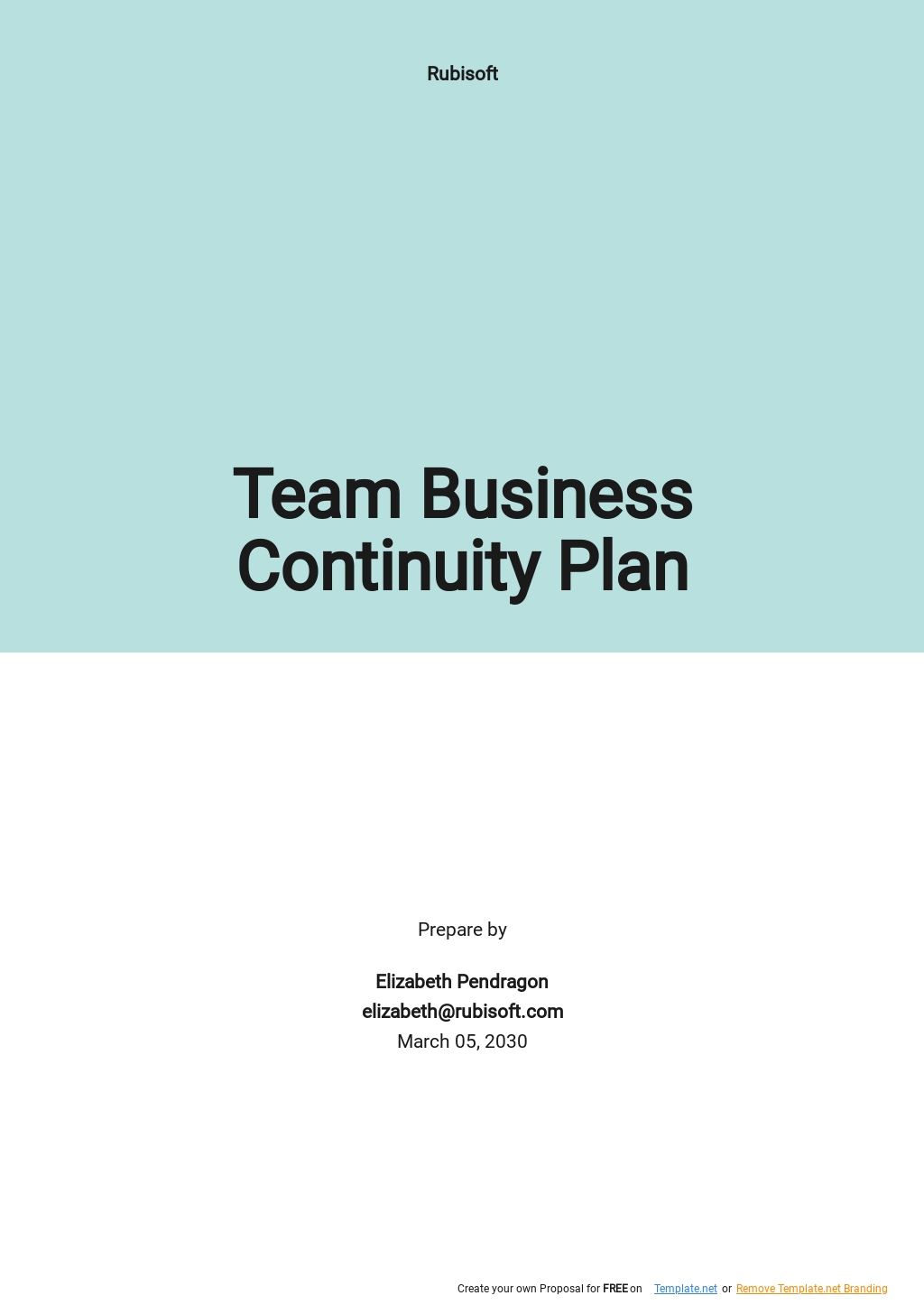 Team Business Continuity Plan Template - Google Docs, Word, Apple Pages ...