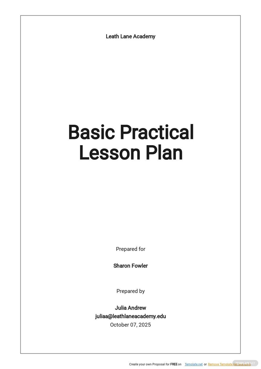 One Page Practical Lesson Plan Template in Google Docs, Word | Template.net