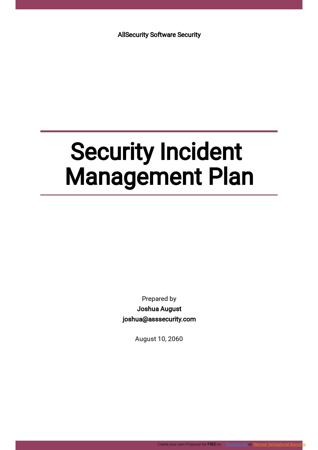 Incident Management Plan Template
