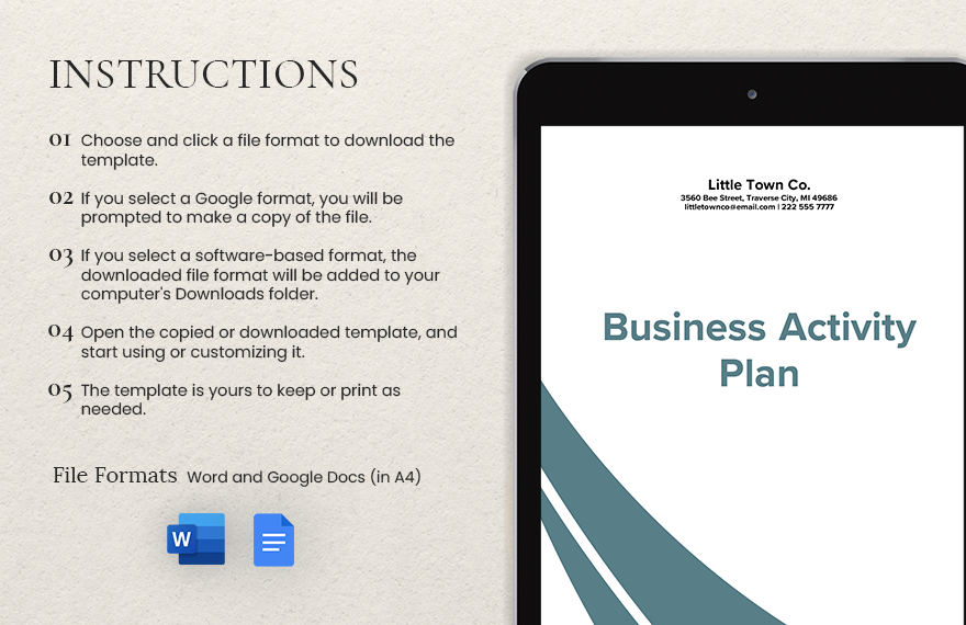 Free Basic Business Activity Plan Template - Google Docs, Word, Apple ...