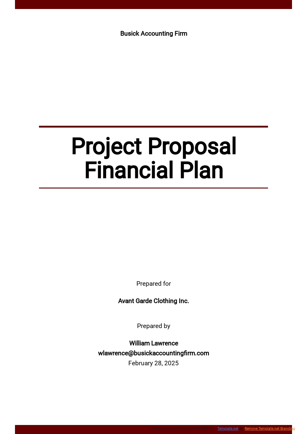 Project Proposal Financial Plan Template Google Docs Word Apple 
