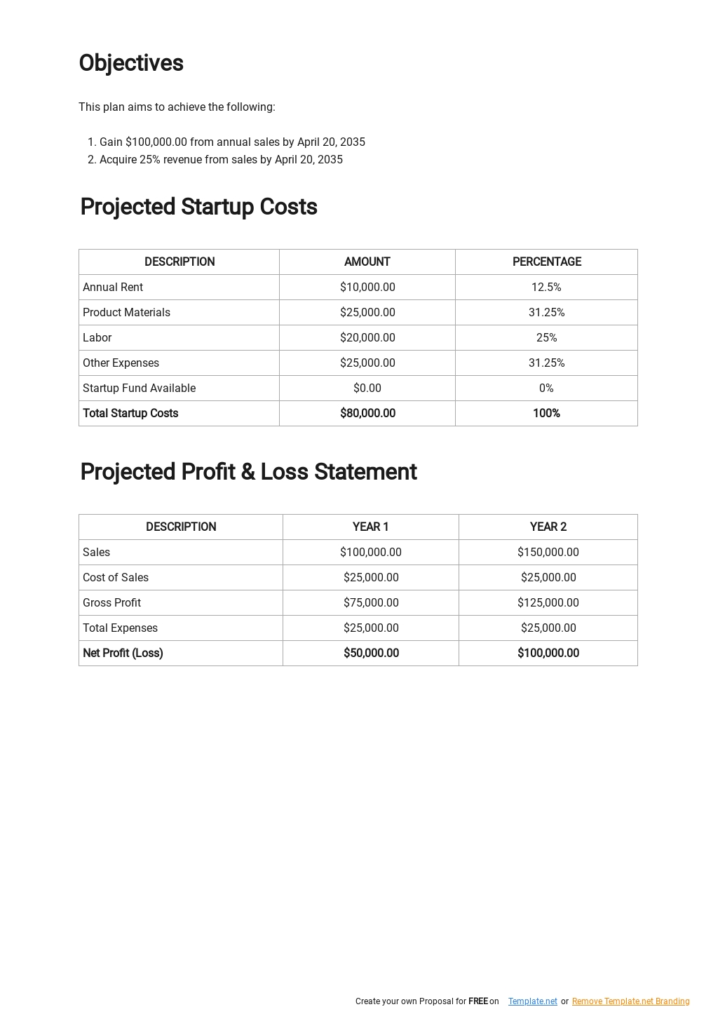 Financial Project Business Plan Template [Free PDF] - Google Docs, Word ...