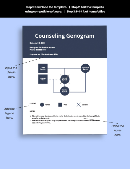 Free Sample Counseling Genogram Template - Google Docs, InDesign, Word ...