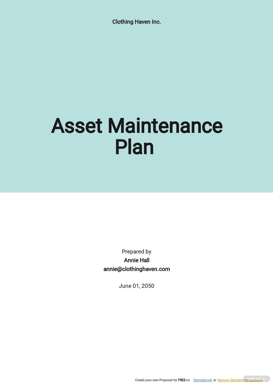 Assets Maintenance Plan Template - Google Docs, Word, Apple Pages ...