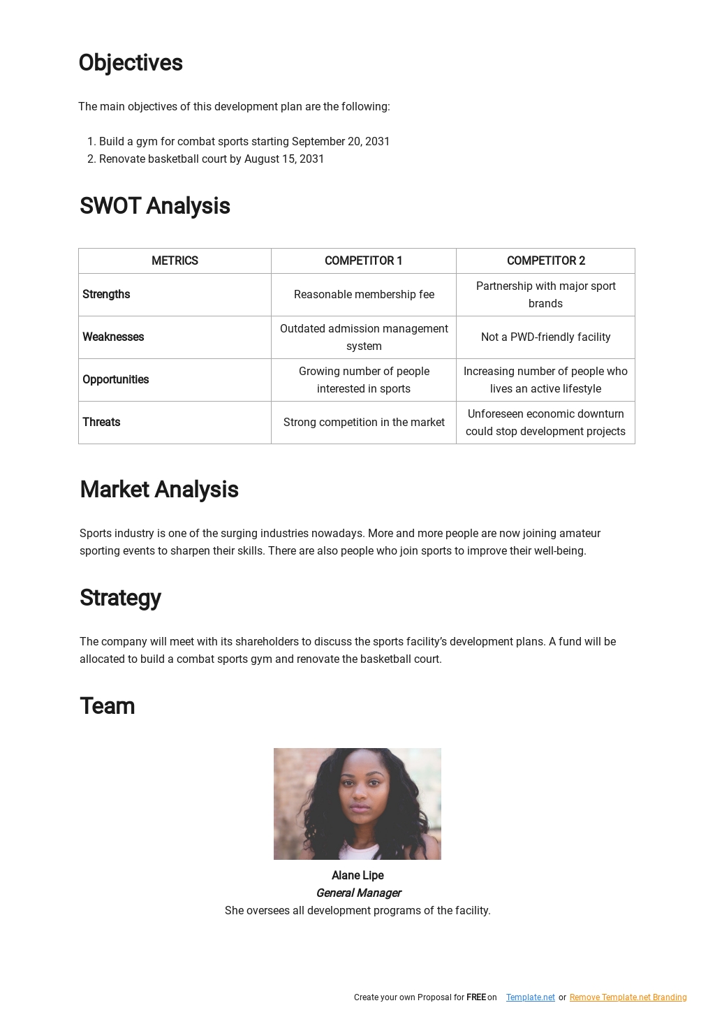 Sports Facility Development Plan Template - Google Docs, Word, Apple ...