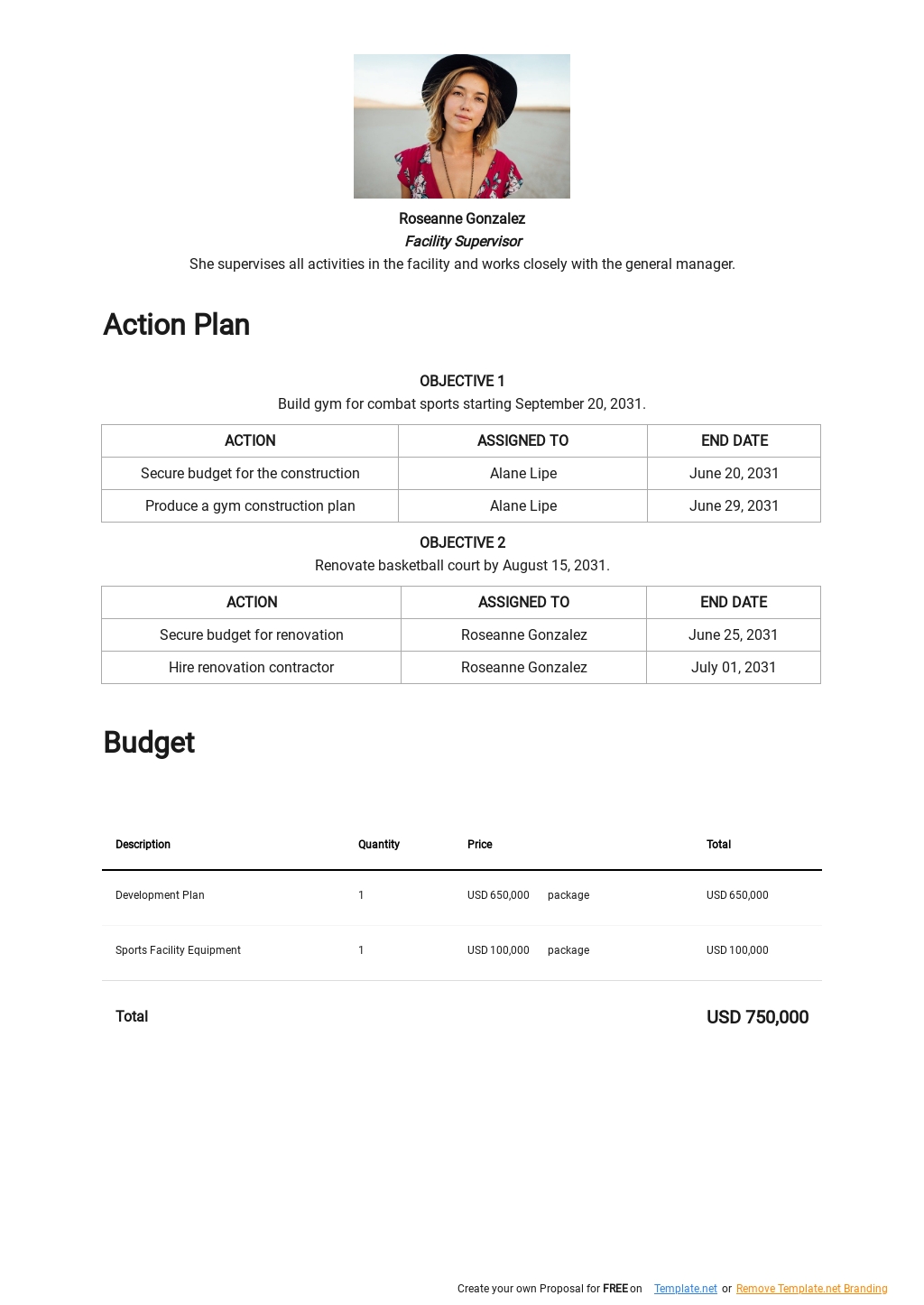 Sports Facility Development Plan Template - Google Docs, Word, Apple ...