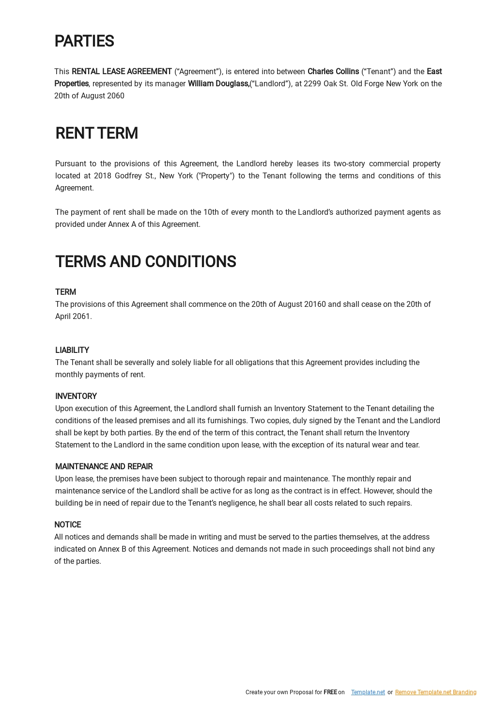 Simple Rental Lease Agreement Template [Free PDF] - Google Docs, Word ...