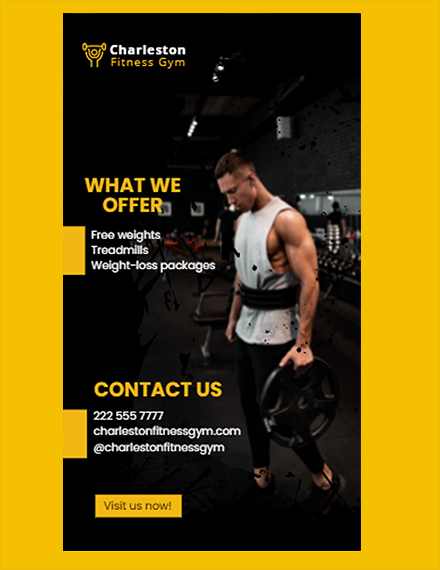 Gym Rack Card Template - Illustrator, Word, Apple Pages, PSD, Publisher ...