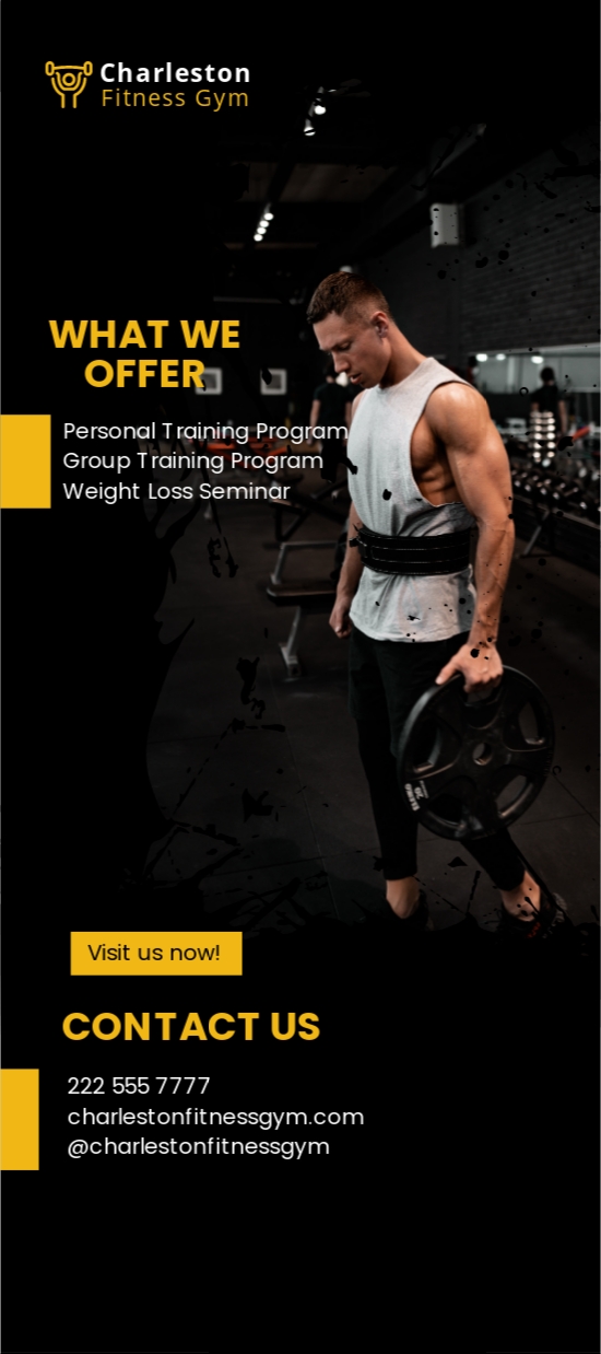 Free Elegant Gym Rack Card Template