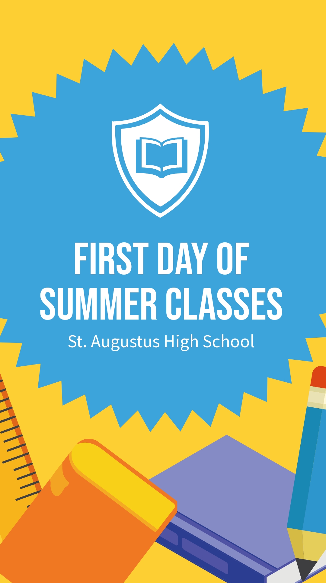 Free First Day Of Summer School Whatsapp Post Template Template