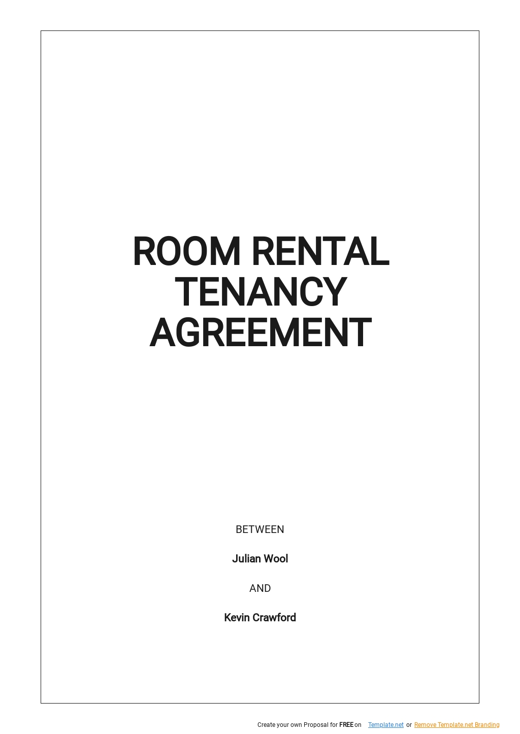 Tenancy Agreement Template For Renting A Room