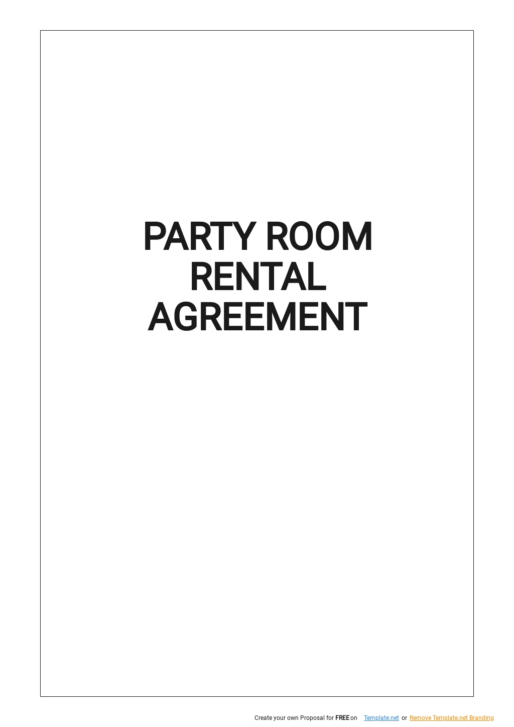 Party Room Rental Agreement Template In Google Docs Word Template