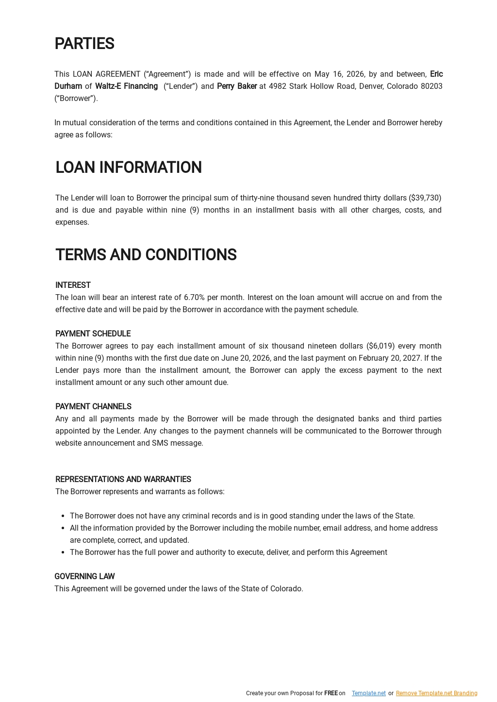Simple Intercompany Loan Agreement Template Printable Word Searches