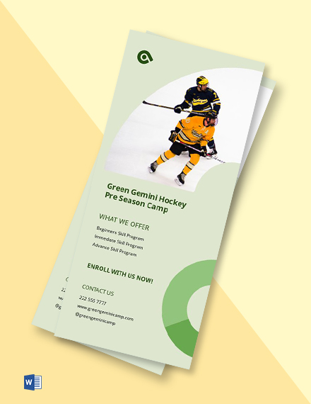 Hockey Camp Rack Card Template - Word | Template.net