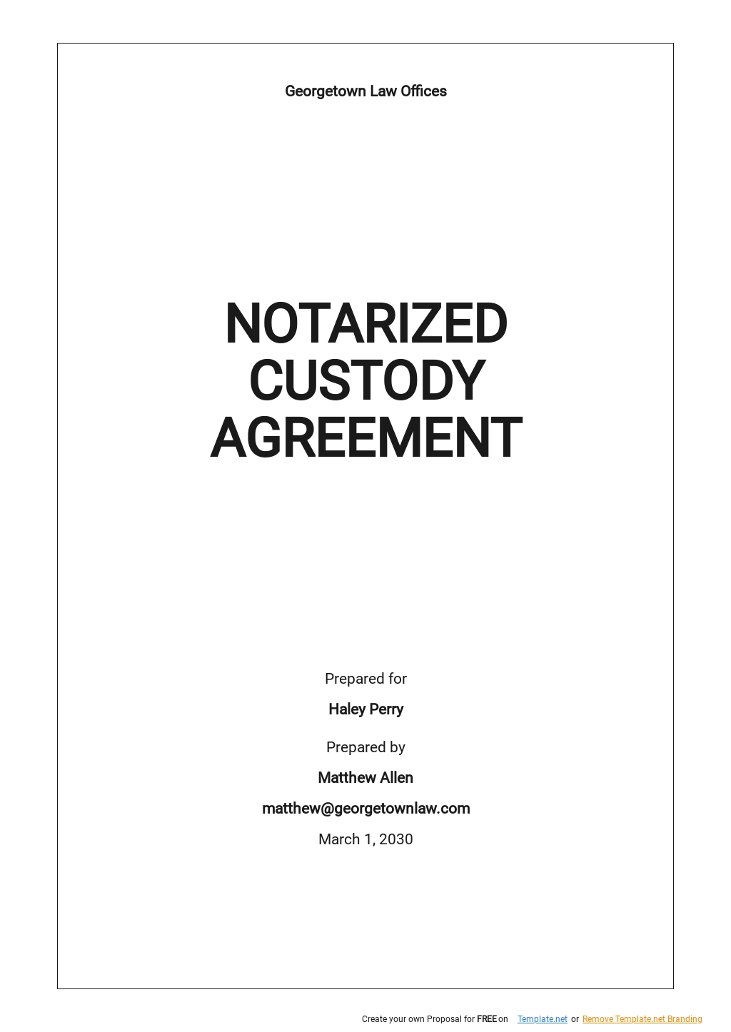 Notarized Custody Agreement Template Google Docs Word Apple Pages PDF Template