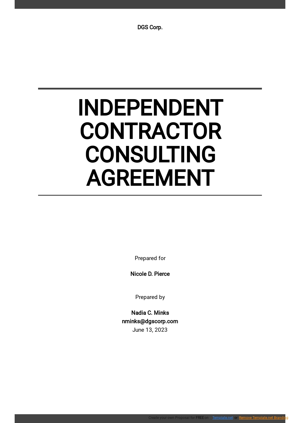 Independent Contractor Employment Agreement Template - Google Docs ...