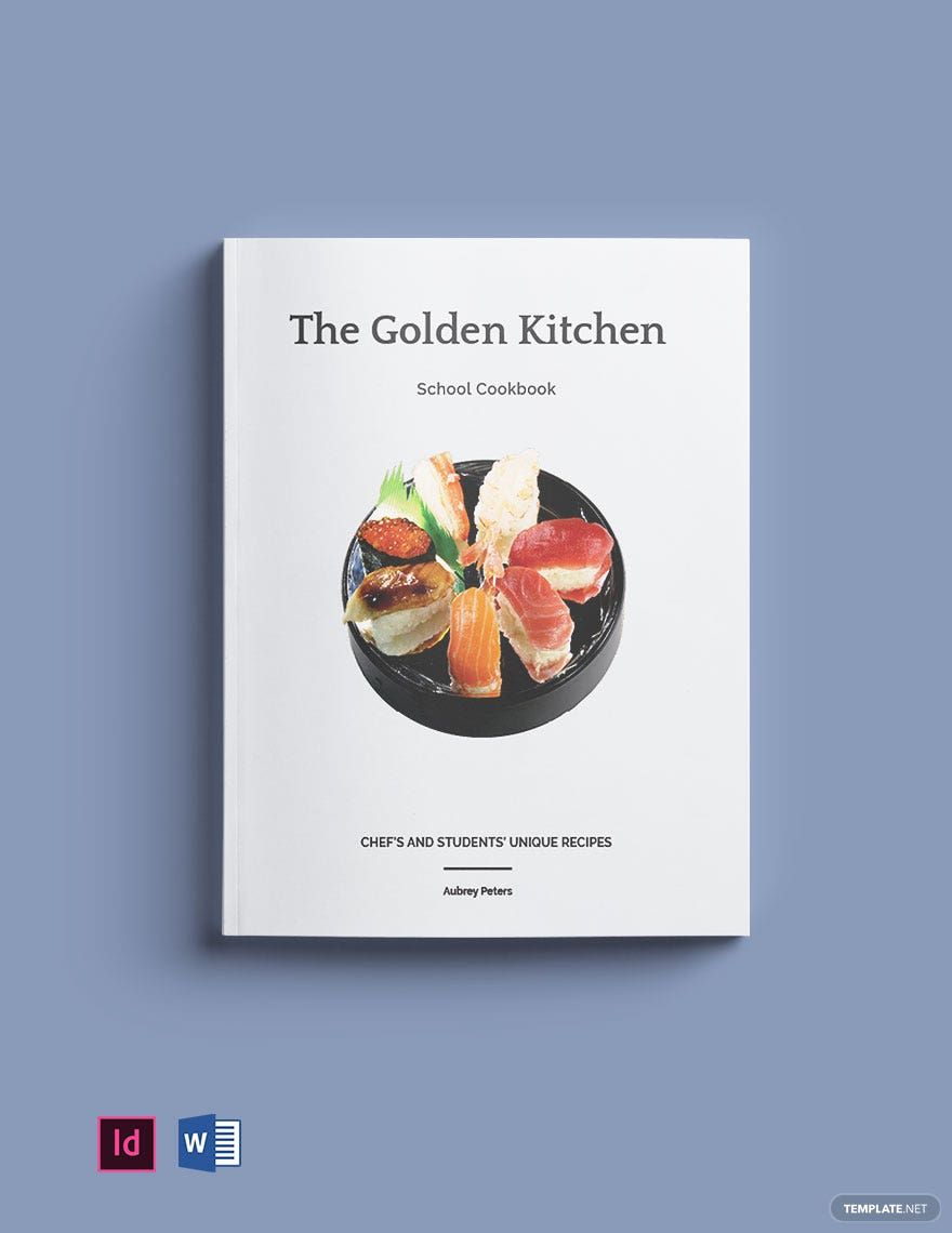 Simple School Cookbook Template InDesign Word Template