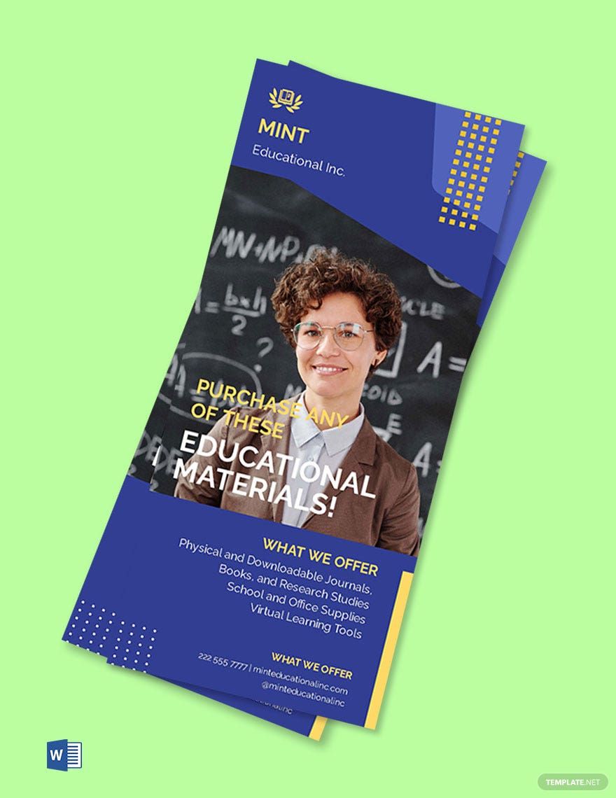 Education & Training Rack Card Template - Google Docs, Word, Apple ...