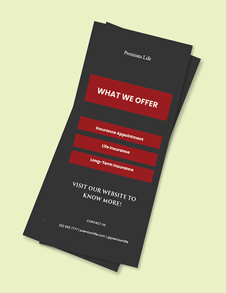 Insurance Rack Card Template - Google Docs, Illustrator, Word, PSD ...