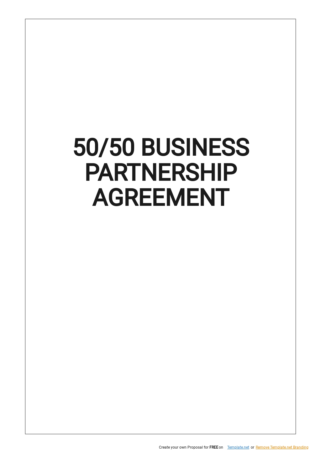 50 50 Partnership Agreement Template Word Printable Word Searches
