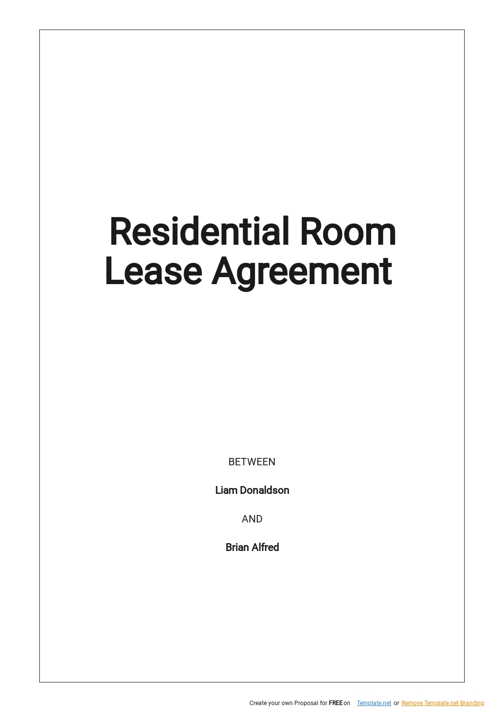 Residential Room Lease Agreement Template Google Docs Word Apple 