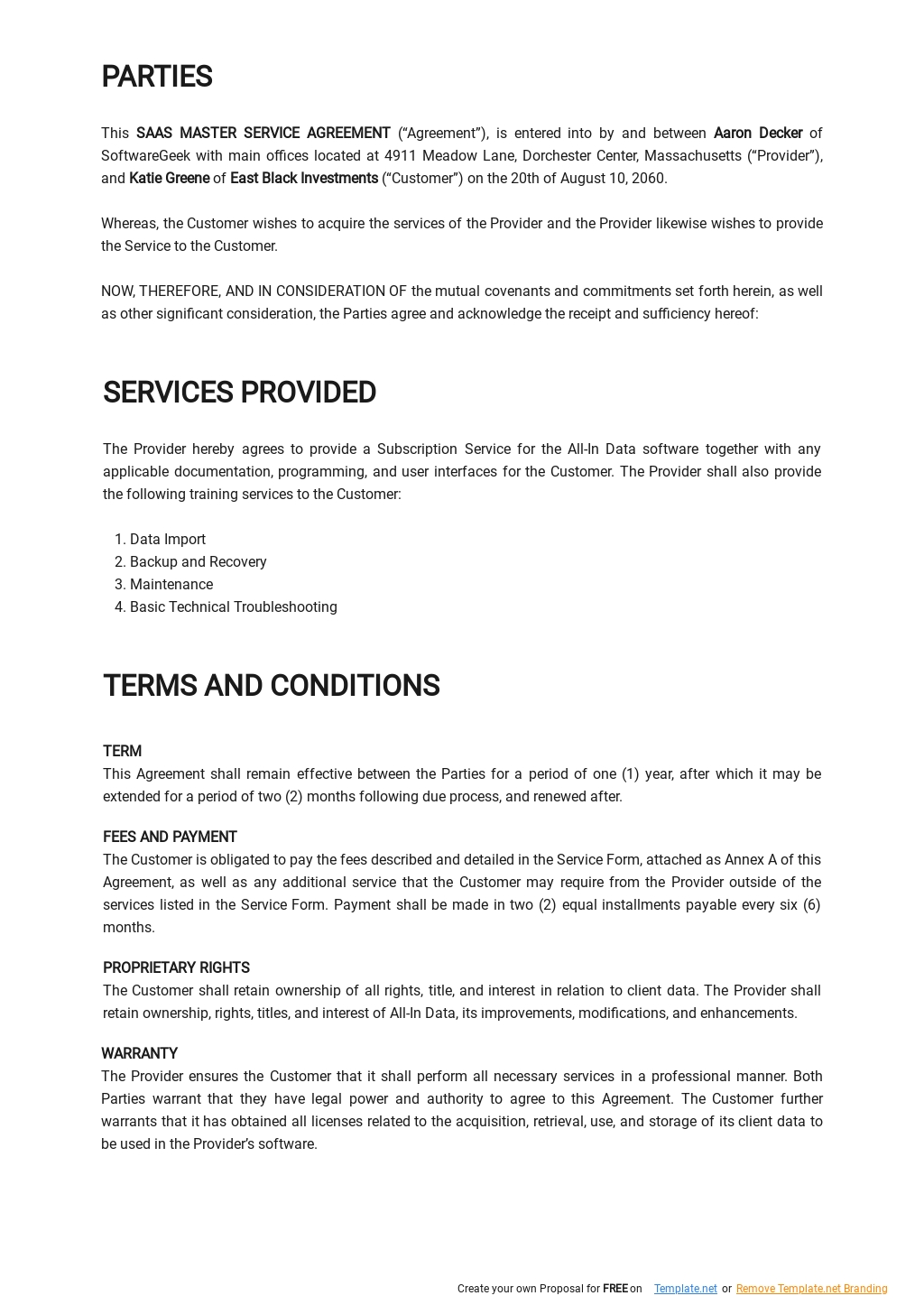 SaaS Master Service Agreement Template Free PDF Google Docs Word SaaS Master Service Agreement Template Free PDF Google Docs Word