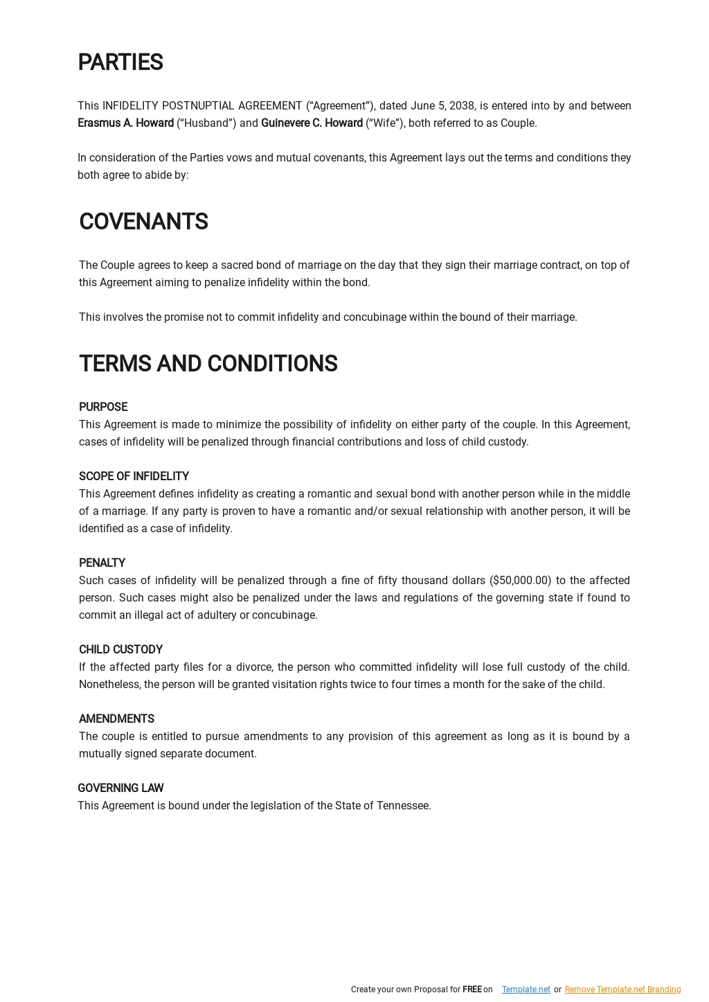 Post Nuptial Agreement Template