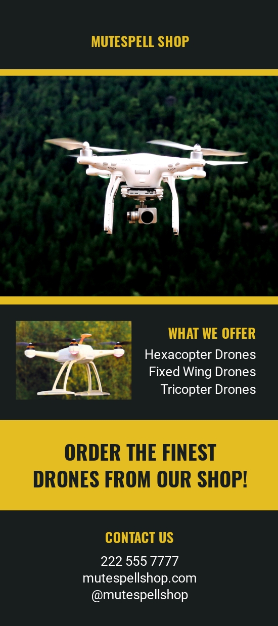 Drone Product Showcase Rack Card Template - Word | Template.net