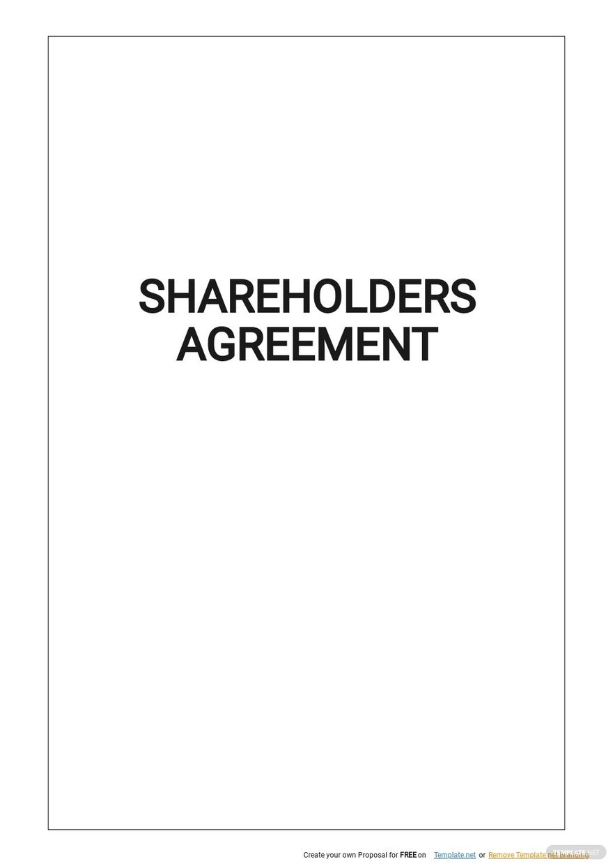 Company Shareholders Agreement Template - Google Docs, Word, Apple ...