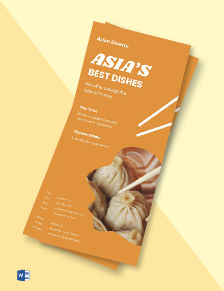 Food & Restaurant DL Card Template - Google Docs, Word, Publisher ...