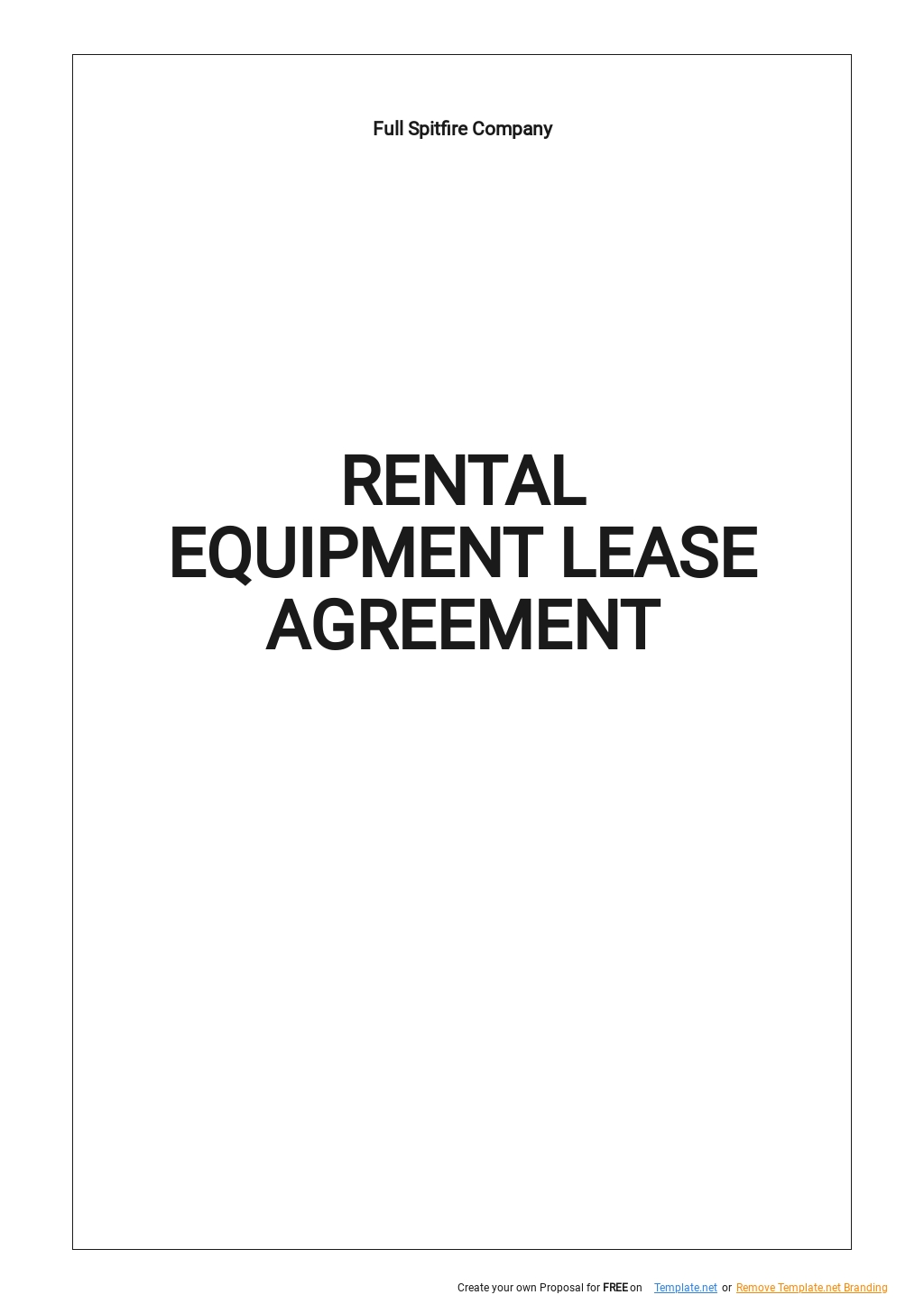 Rental Equipment Lease Agreement Template Google Docs Word Apple 