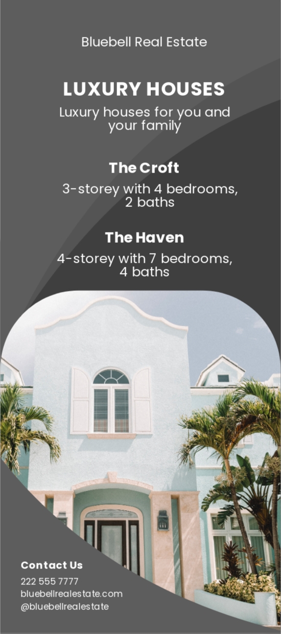 Luxury Real Estate DL Card template [Free JPG] - Word | Template.net