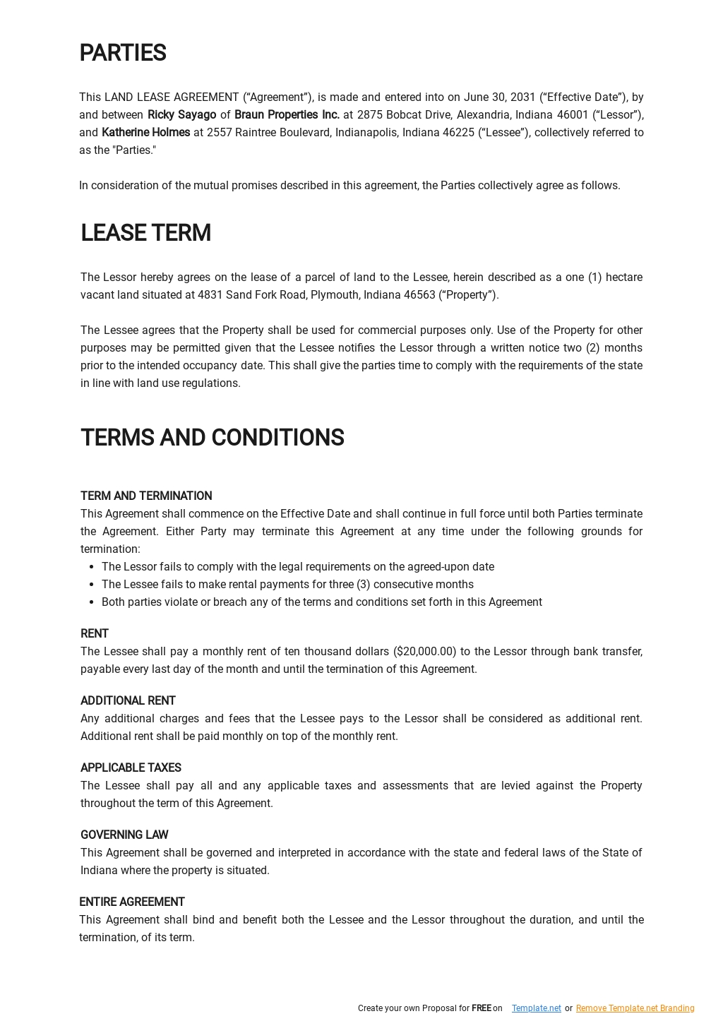 Free Blank Land Lease Agreement Template - Google Docs, Word, Apple ...
