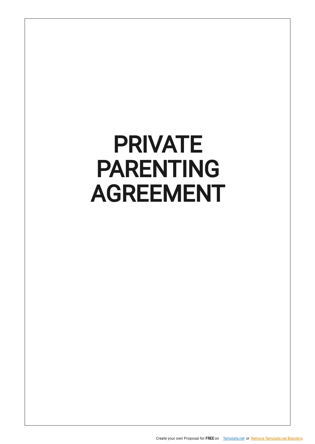Private Parenting Agreement Template In Google Docs Word Template