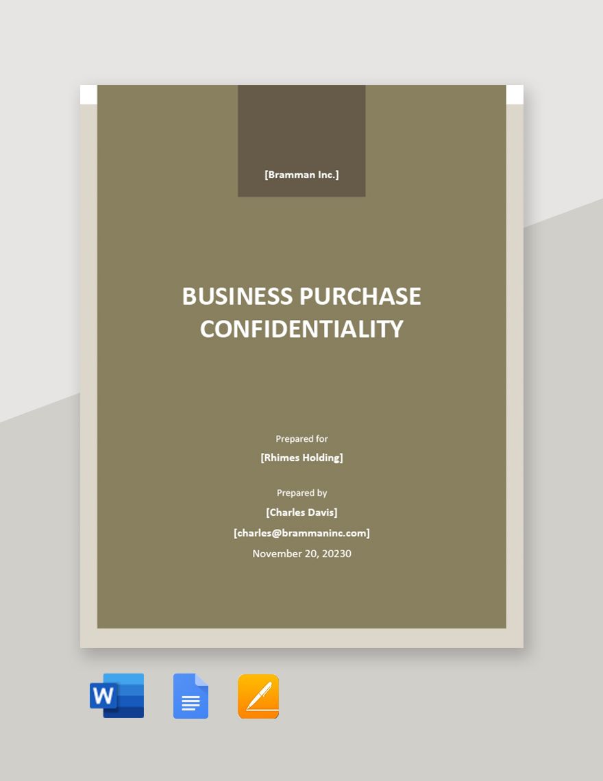 Business Purchase Confidentiality Agreement Template Download In Word Google Docs Apple 