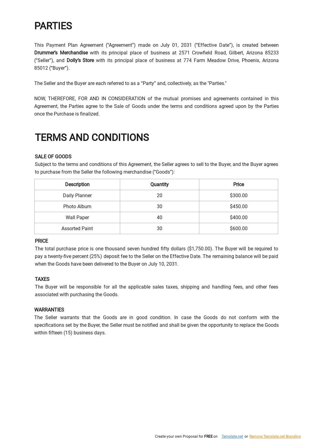 Client Payment Plan Agreement Template [Free PDF] - Google Docs, Word ...