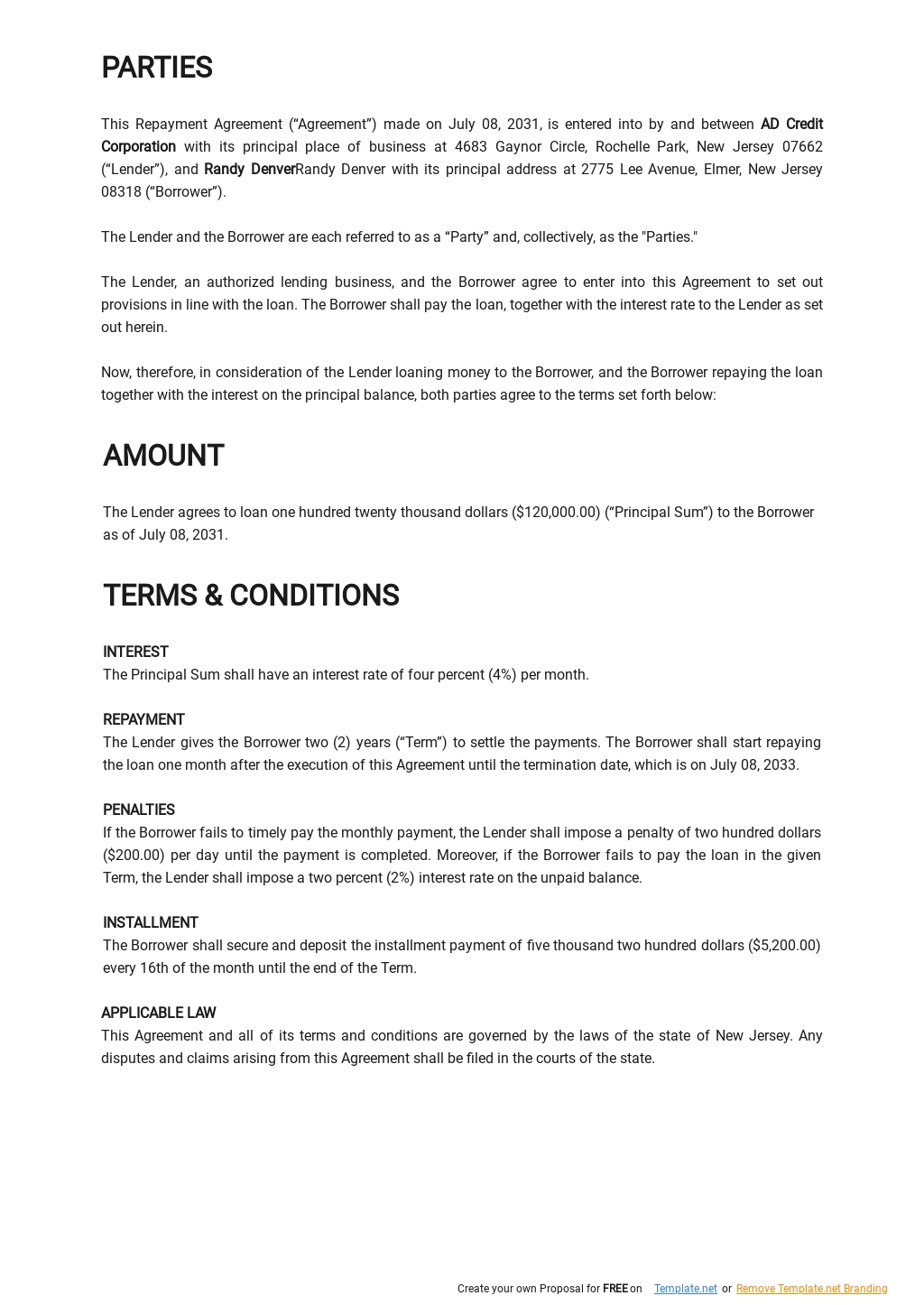 Loan Repayment Agreement Template Google Docs Word Apple Pages Loan Repayment Agreement Template Google Docs Word Apple Pages