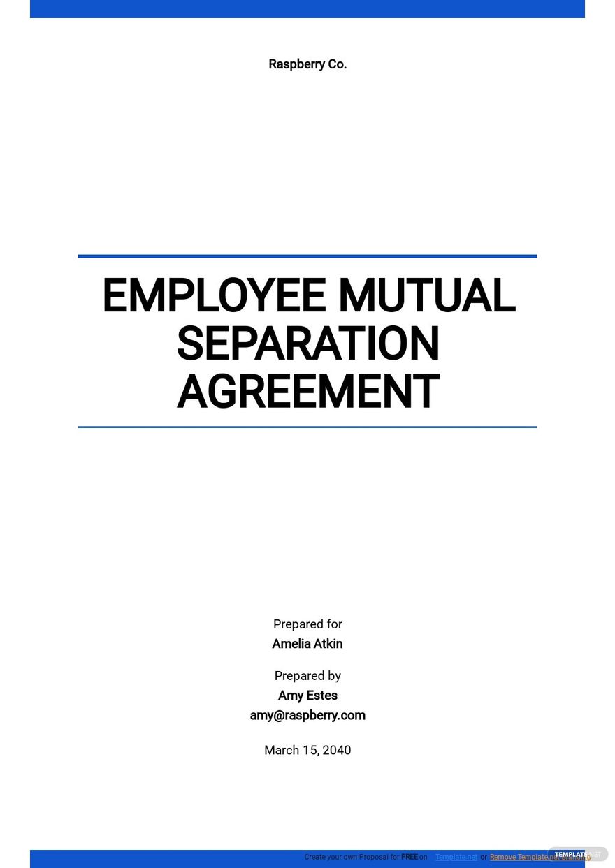 Employee Mutual Separation Agreement Template Google Docs Word 