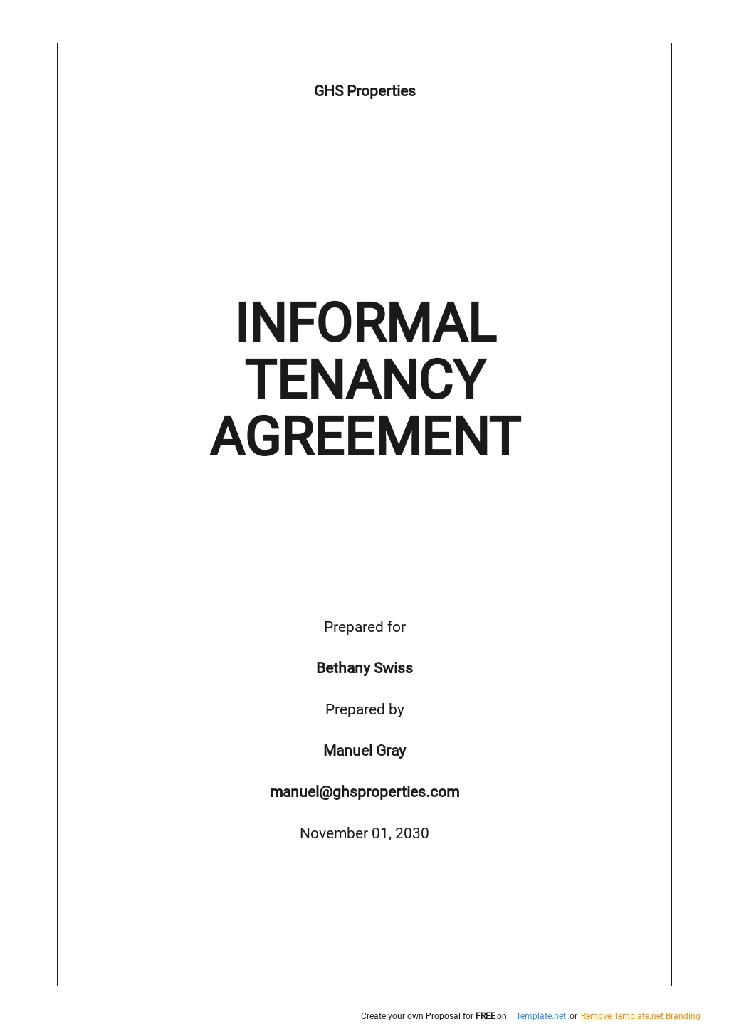 Tenancy Agreement Template Google Docs Word Apple Pages Template