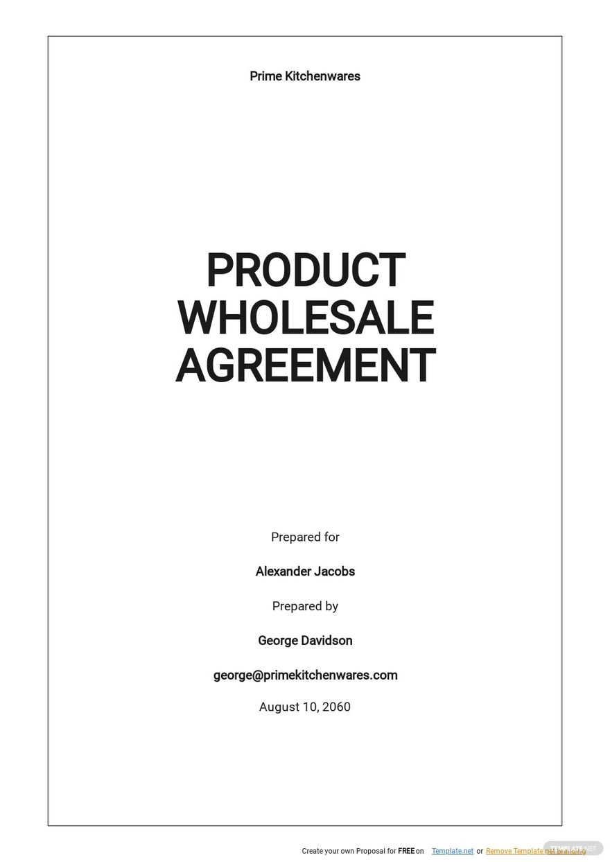 Product Wholesale Agreement Template Google Docs Word Apple Pages 