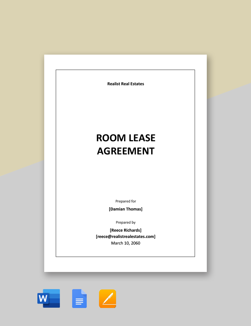 FREE Room Lease Agreement Google Docs Template Download Template