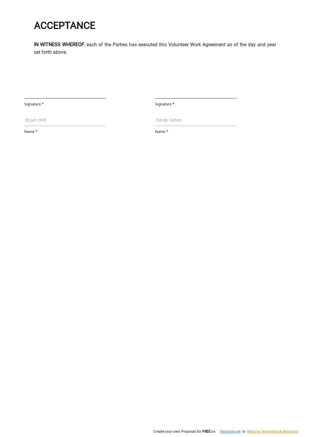 Volunteer Work Agreement Template - Google Docs, Word, Apple Pages ...