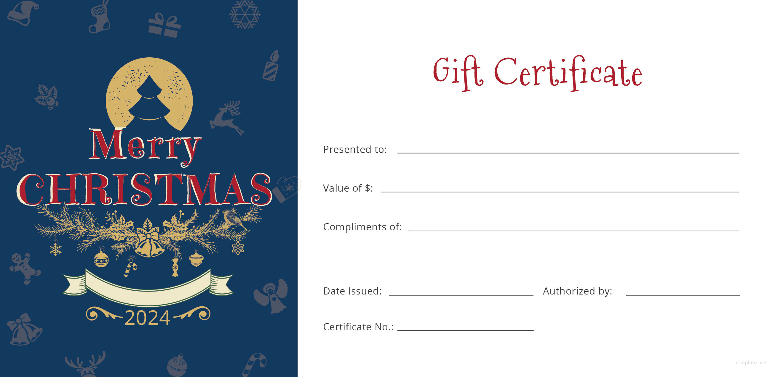 Free Christmas Gift Certificate Template In Adobe Illustrator 